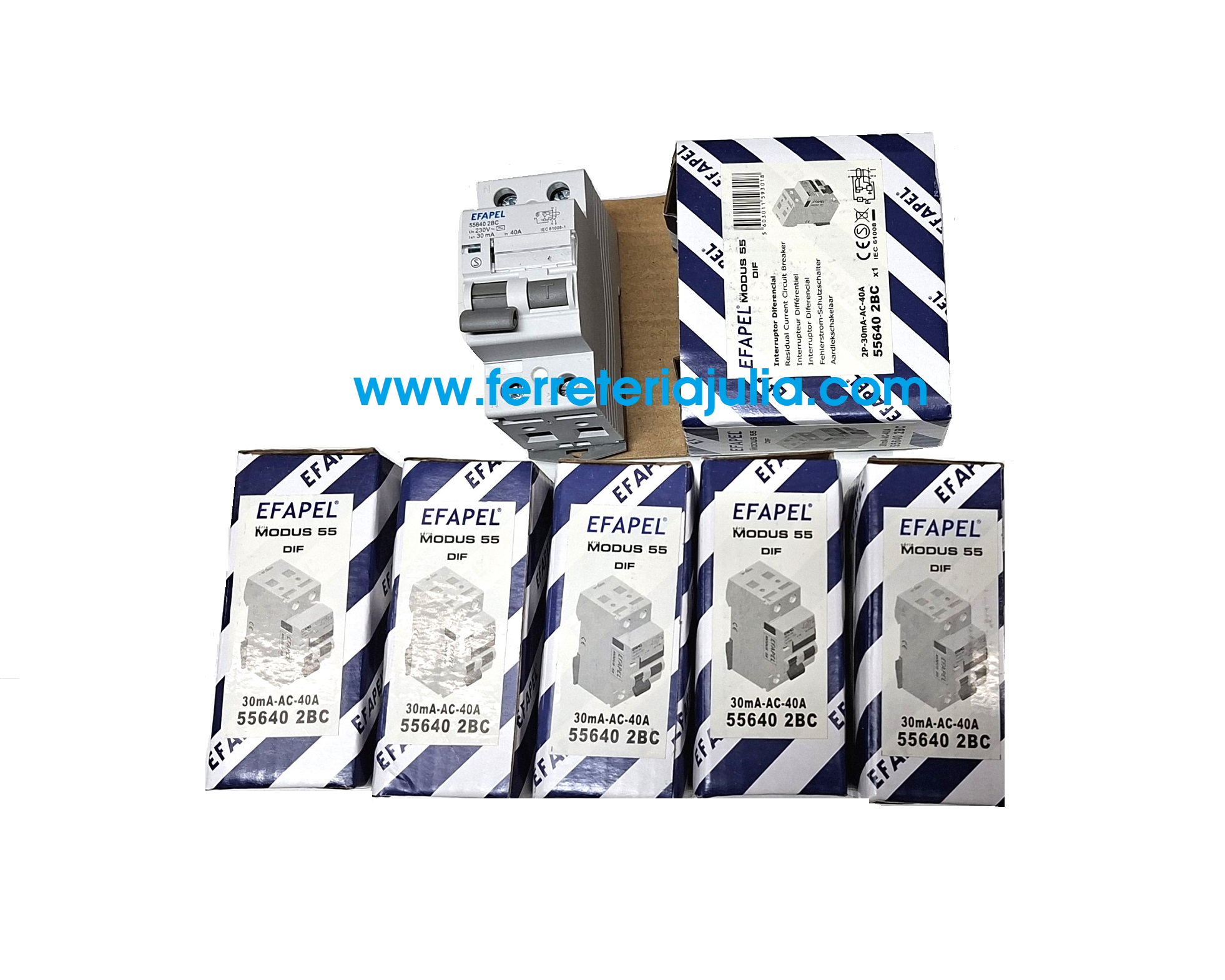 6 unidades interruptor diferencial 2p 40A 30mA EFAPEL MODUS 55 ...